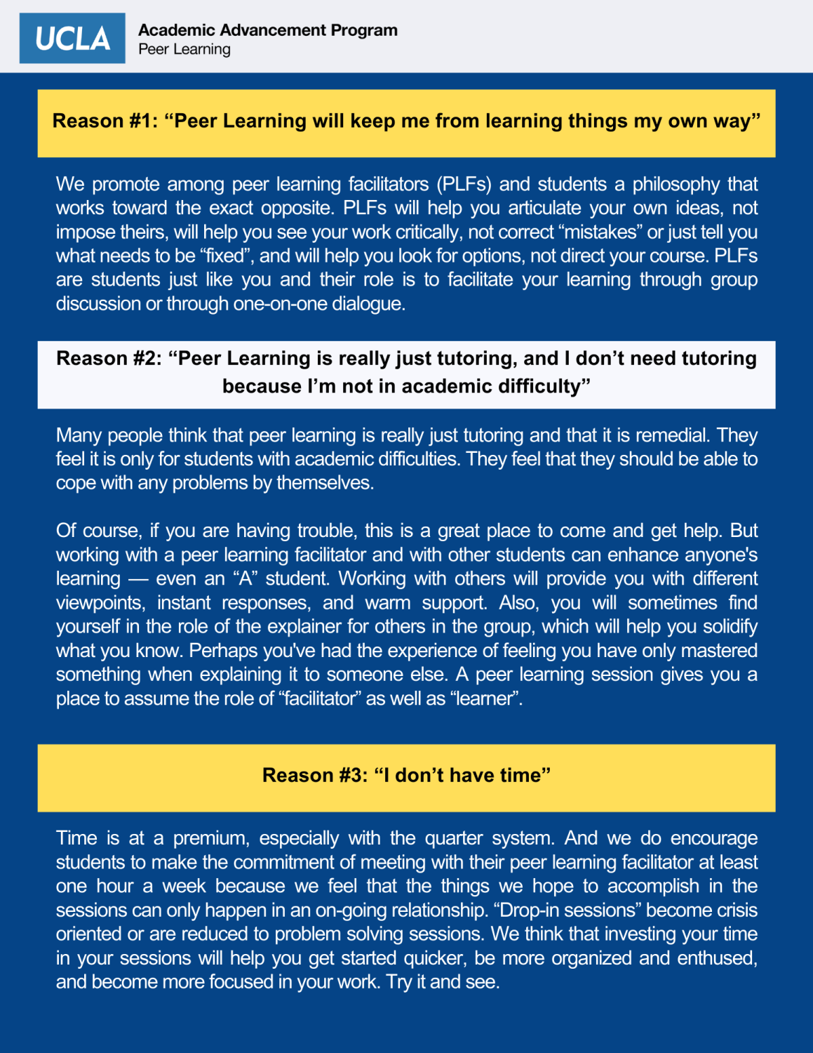 Peer Learning – Academic Advancement Program